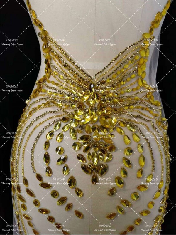 Gem - front&back - Swarovski Bodice applique