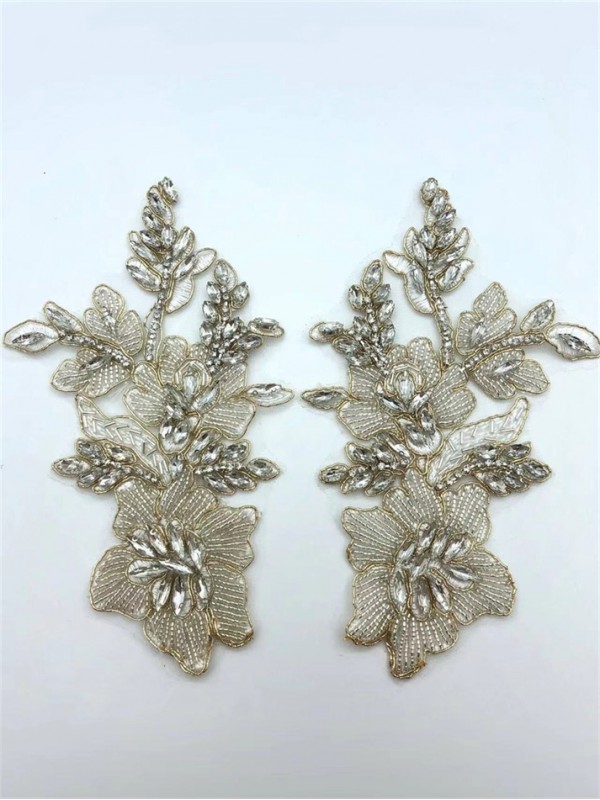 Camelia - Flower Pair Rhinestone Patch